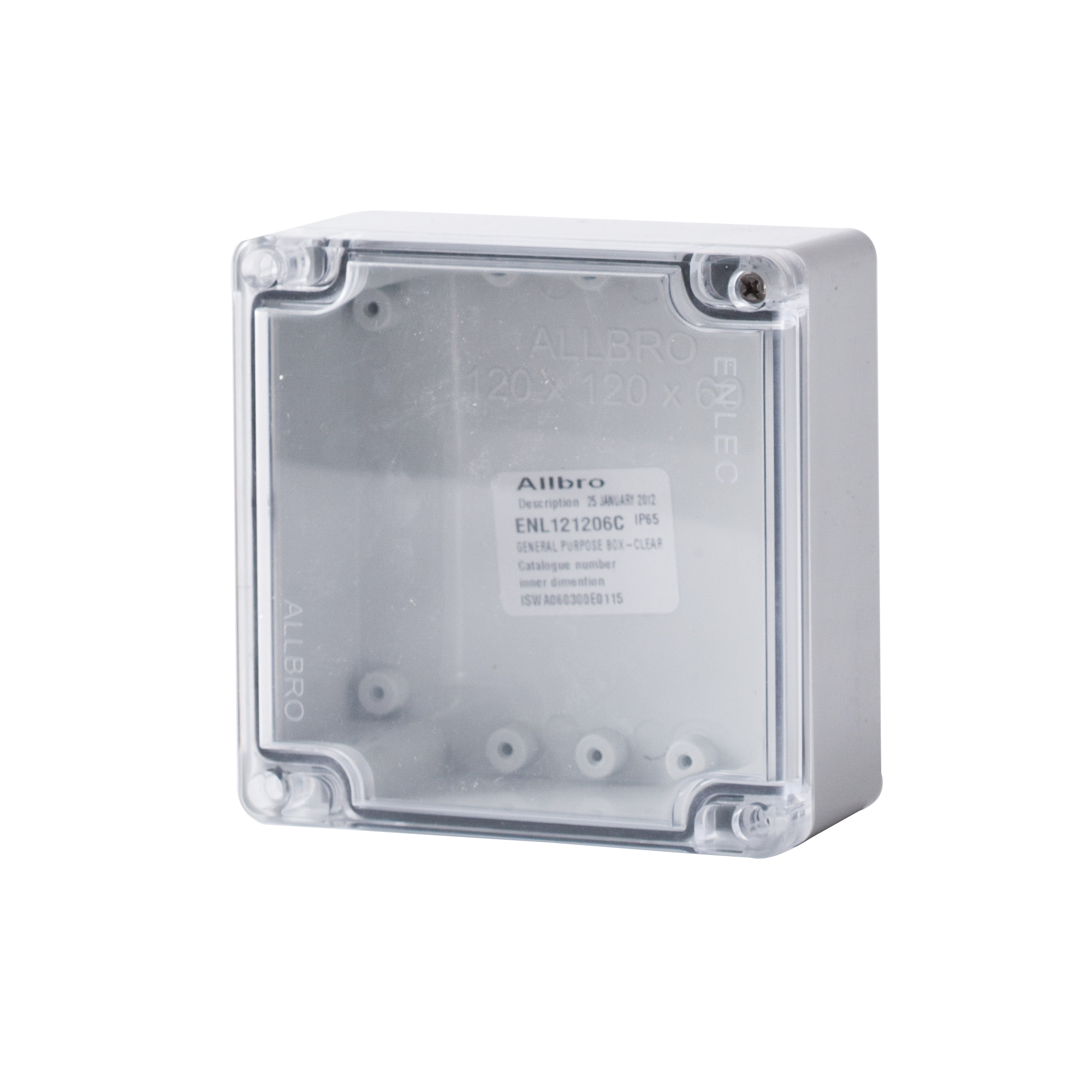 Polycarbonate Enclosure 120x120x55 Grey Base with Transparent Lid IP65 ...