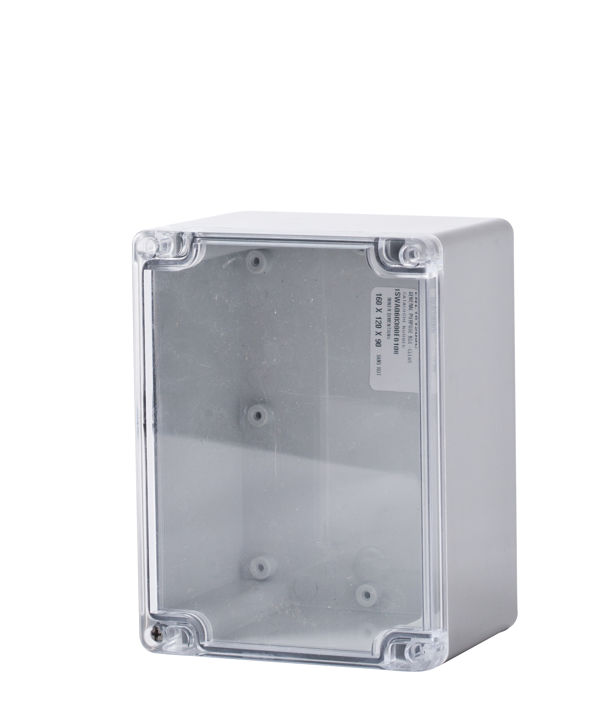Polycarbonate Enclosure 160x120x90 Grey Base with Transparent Lid IP65 ...